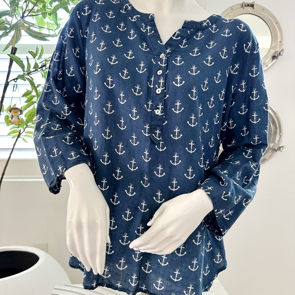 grand & greene | Tops | Xl 6 Linen 40 Cotton Anchor Tunic | Poshmark